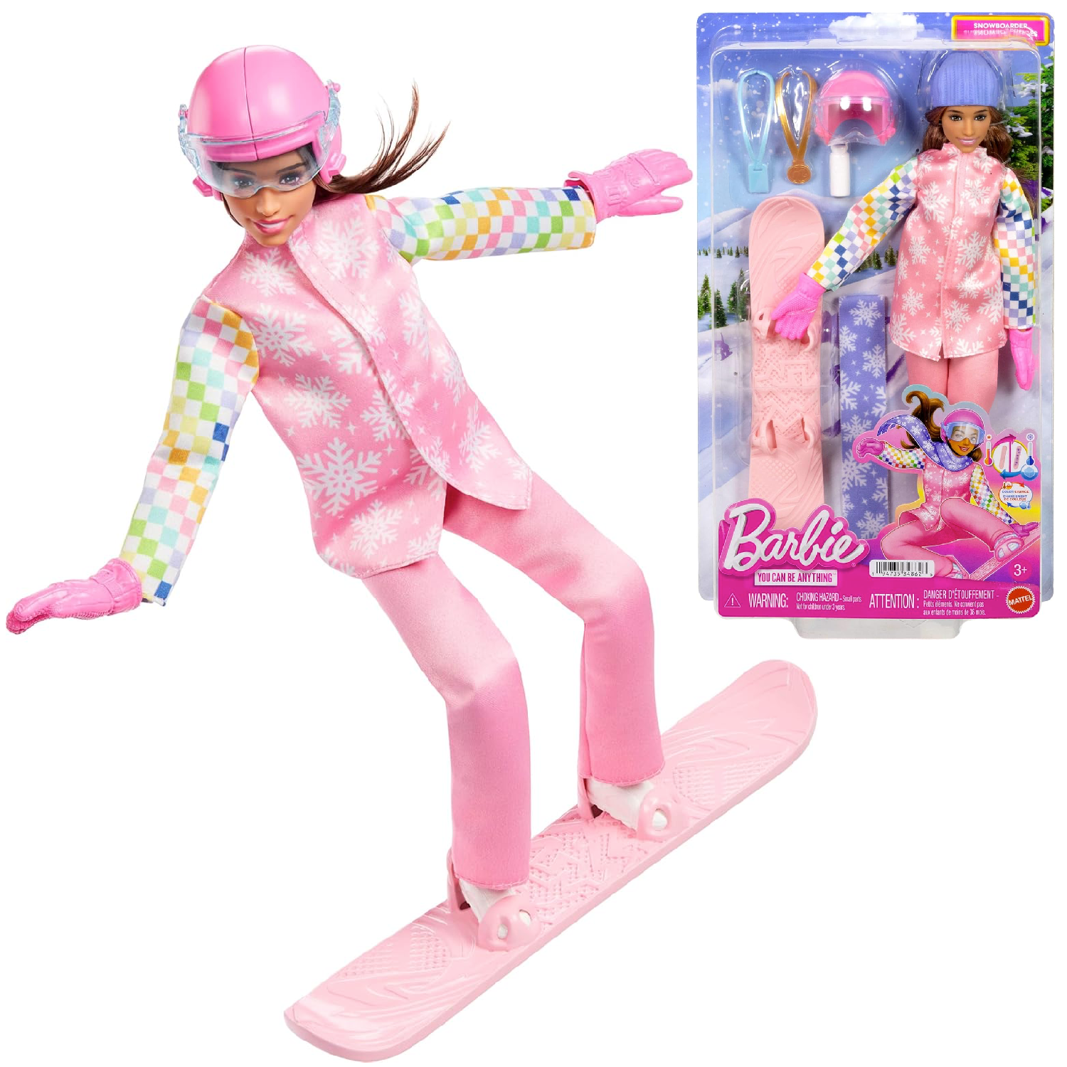 Кукла Барби Сноубордистка, сноуборд меняет цвет - Barbie Careers Snowboarder JKF78