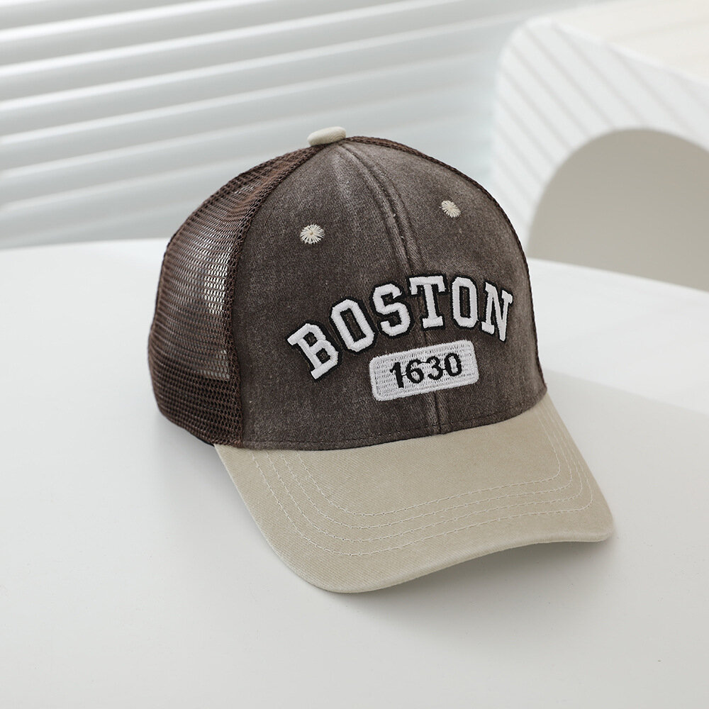DIY Кепка Детская Бостон Постиранная Блок Цвета Сетка Полиэстер