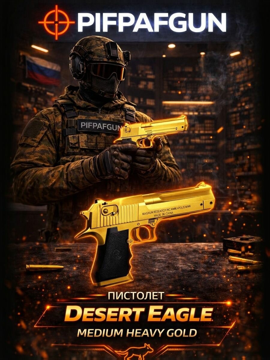 Игрушечный пистолет Desert Eagle Medium Heavy Gold, BB 6 мм, ручной взвод