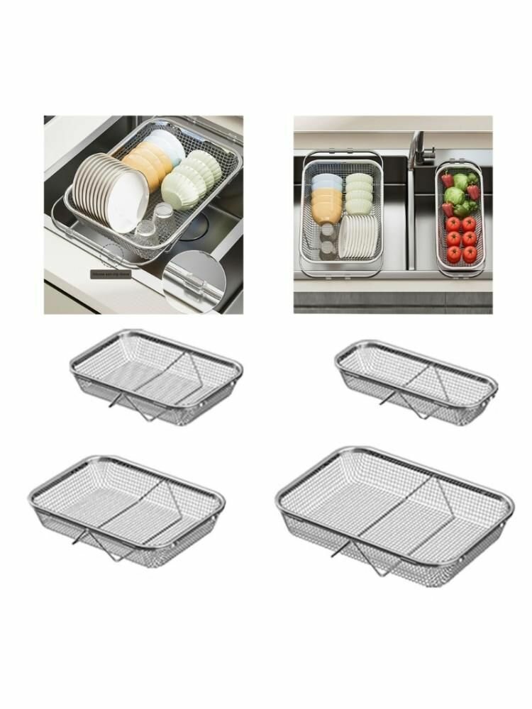 1 кухонная раковина из нержавеющей стали, выдвижная корзина для слива-большая