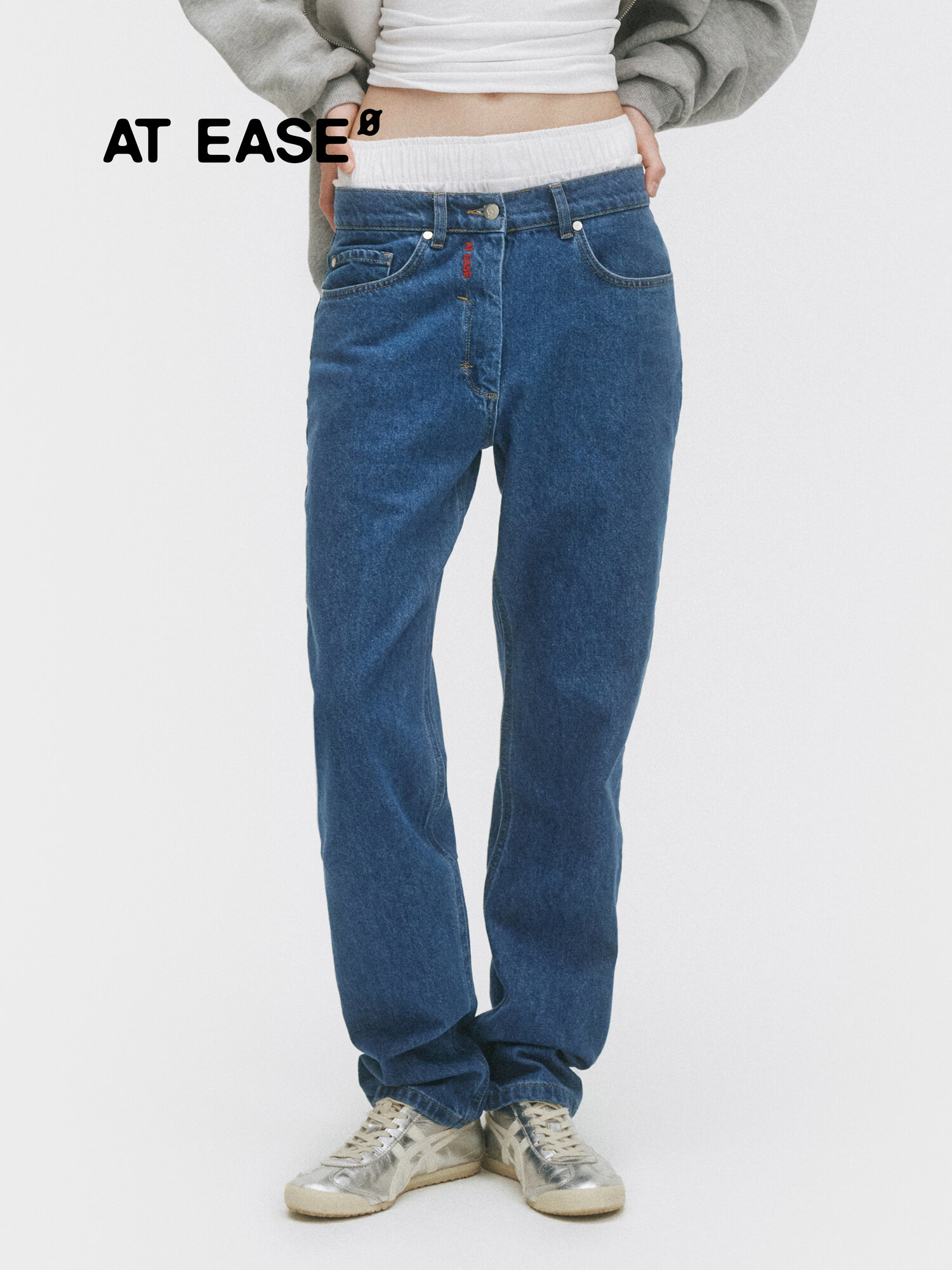 Джинсы широкие Straight Dirty blue 
