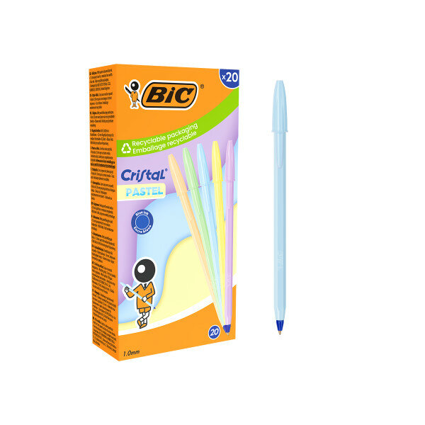 Шариковая ручка BIC CRISTAL Пастель синяя уп. 20 шт.