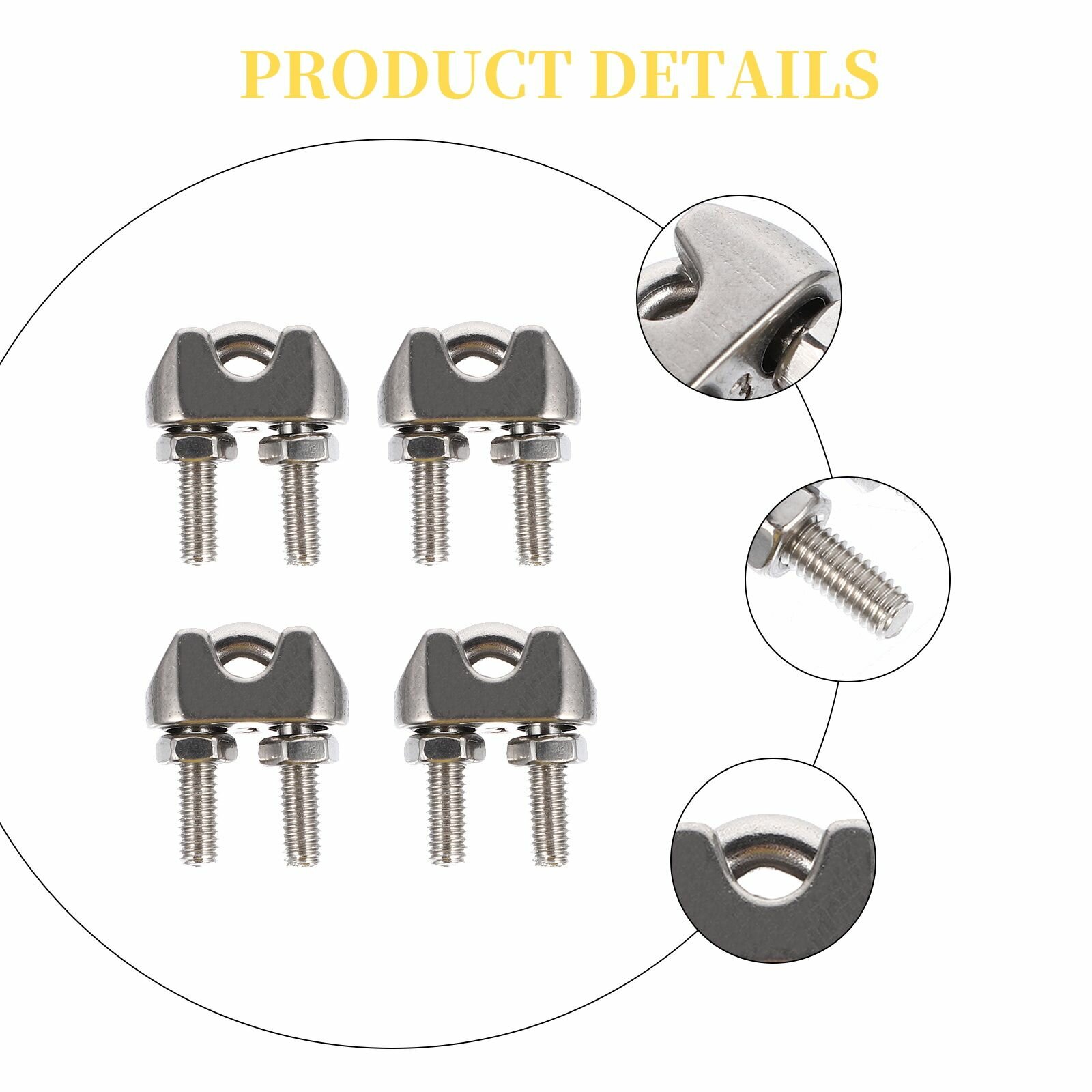 Крепёжные стальные хомуты из нержавеющей стали для тросов и канатов, 16 предметов