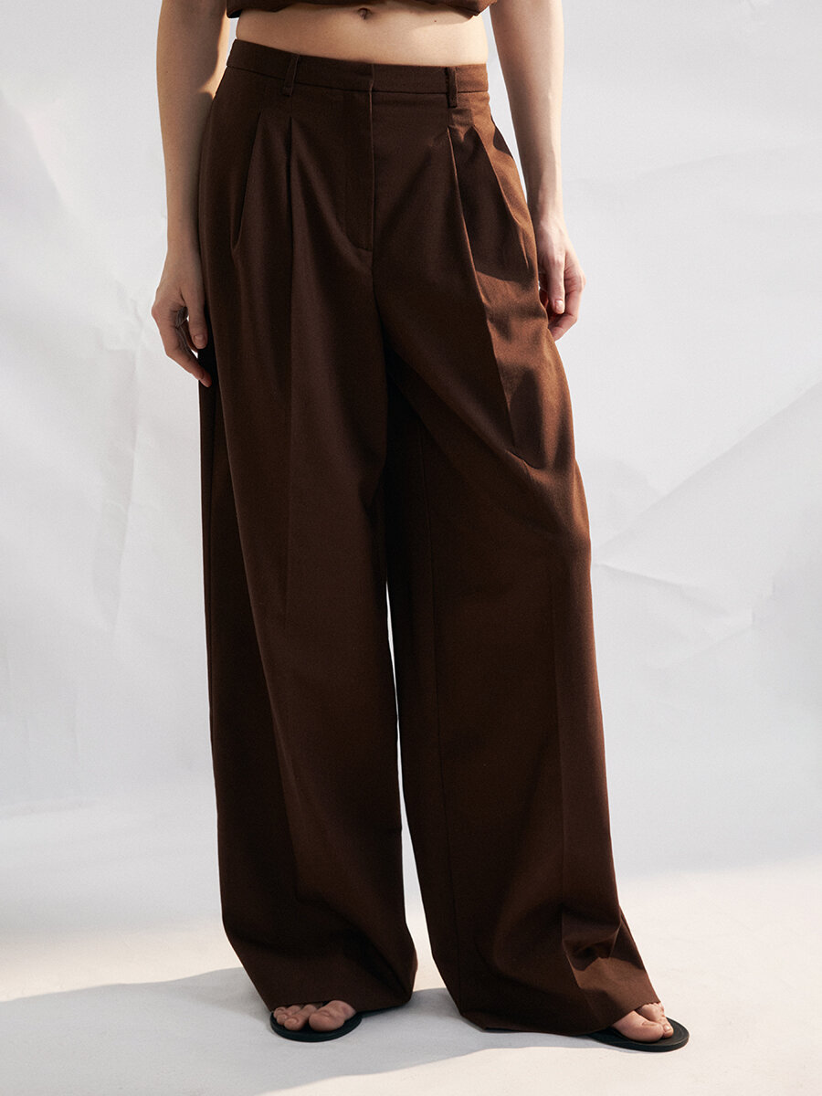 Брюки wide leg костюмные с высокой посадкой