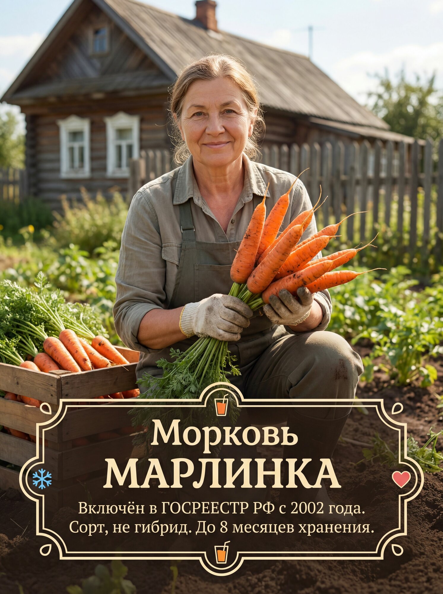 Морковь марлинка Посадил и растёт! Неприхотливый сорт, сочная сладкая мякоть, выравненные корнеплоды до 180 г. Рекомендована для длительного хранения. Сорт, а не гибрид можно собирать свои семена.