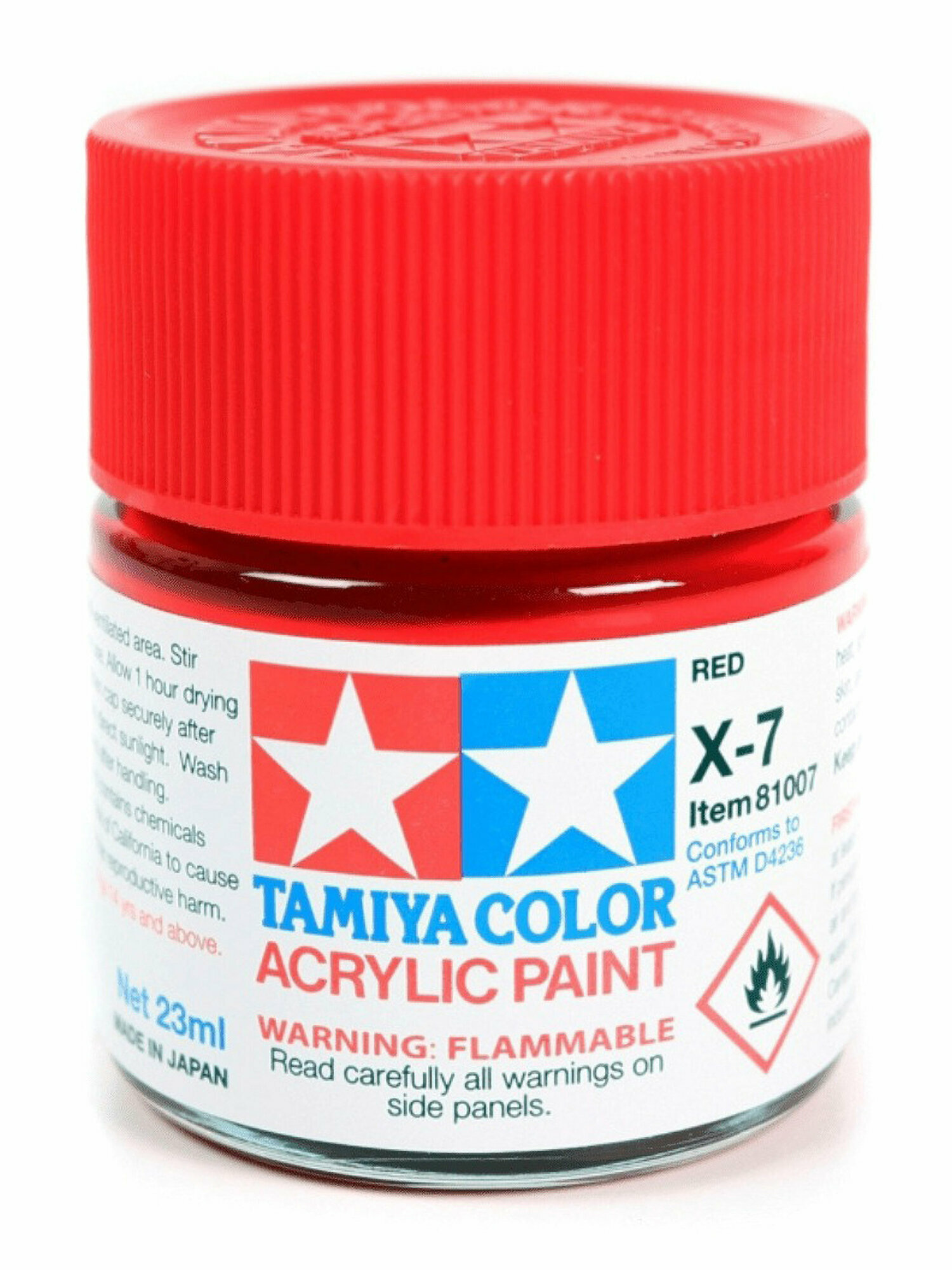 Краска акриловая Tamiya Color X-7 Red 81007 красная глянцевая, 23 мл