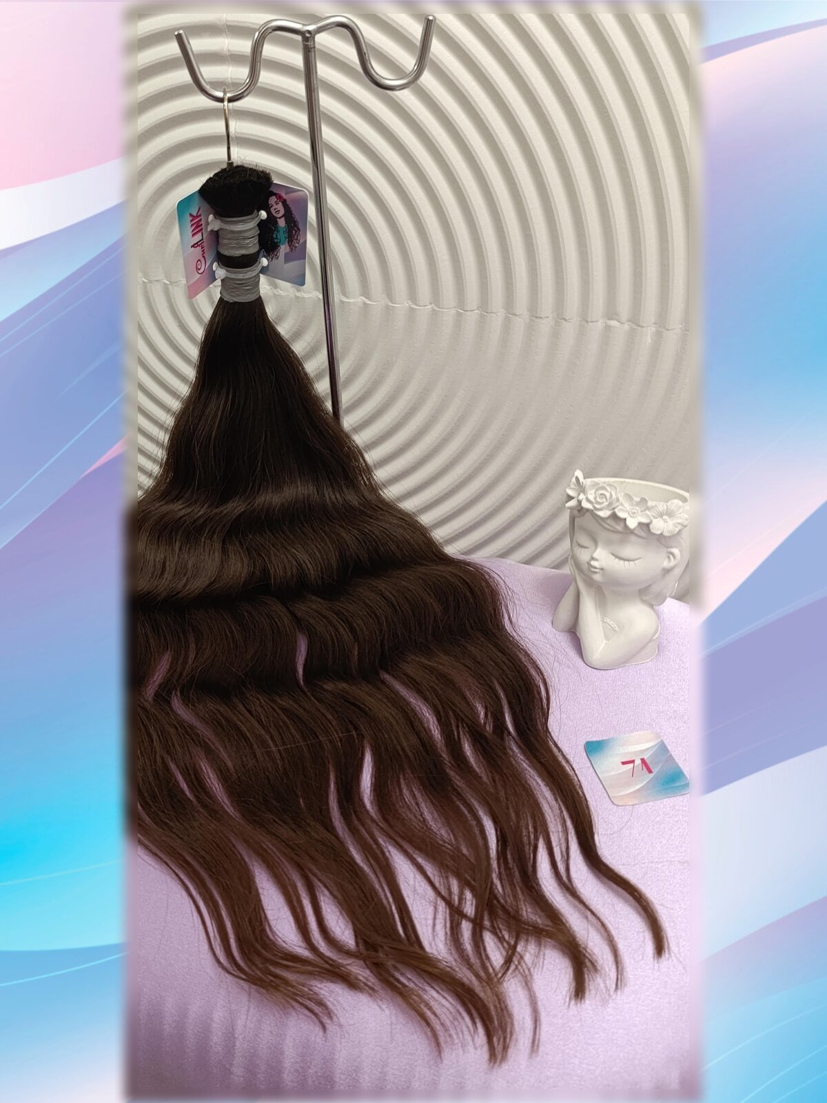 Волосы для наращивания CurlLink, натуральные, волнистые, кудрявые, 55 см