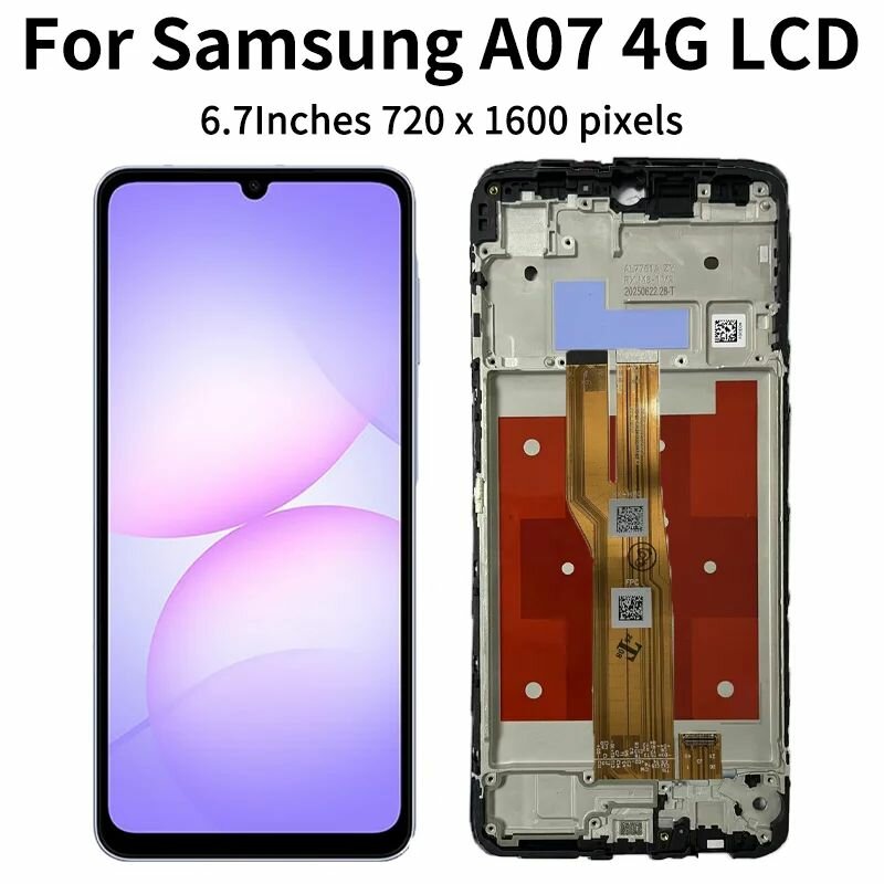 6.7-дюймовый PLS LCD для Samsung Galaxy A07 4G, Samsung Galaxy A07, SM-A075B/DS, SM-A075F, LCD дисплей с рамкой, сенсорный экран, сборка панели диджитайзера