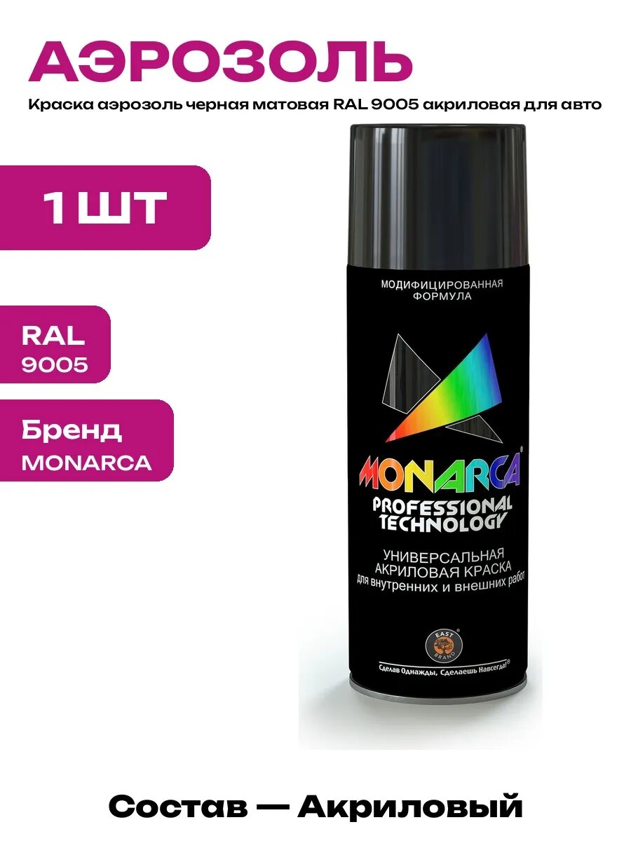 Акриловый аэрозоль RAL 9005 краска черная матовая для хобби