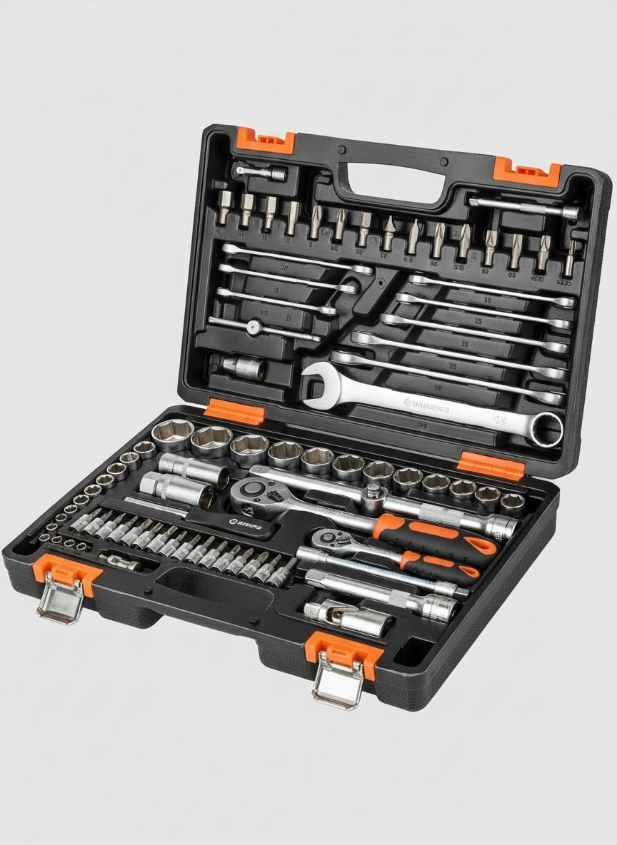 Набор инструментов 1 2", 1 4", CrV, в кейсе 82 предм вихрь