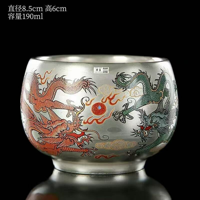 Посеребренная чашка мастера, керамическая чайная чашка, эмалированная чайная чаша большого объема, одиночная чайная чашка, чашка для воды.