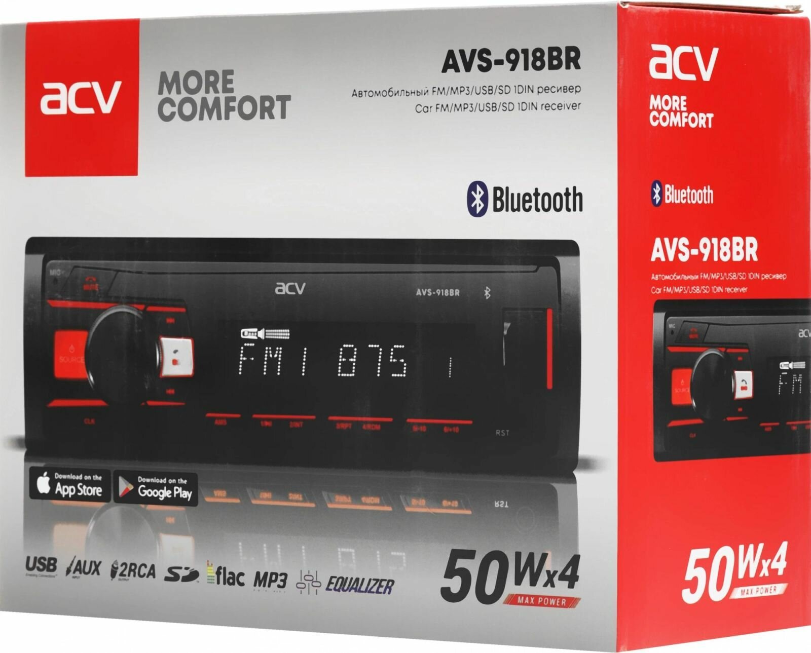 Автомагнитола ACV AVS-918BR 1DIN 4х50 Вт, USB, AUх (37624)