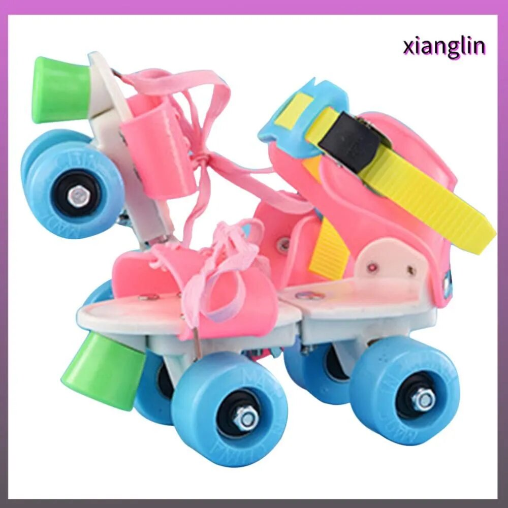 Двухрядная обувь для катания на коньках, детские розовые коньки для девочек