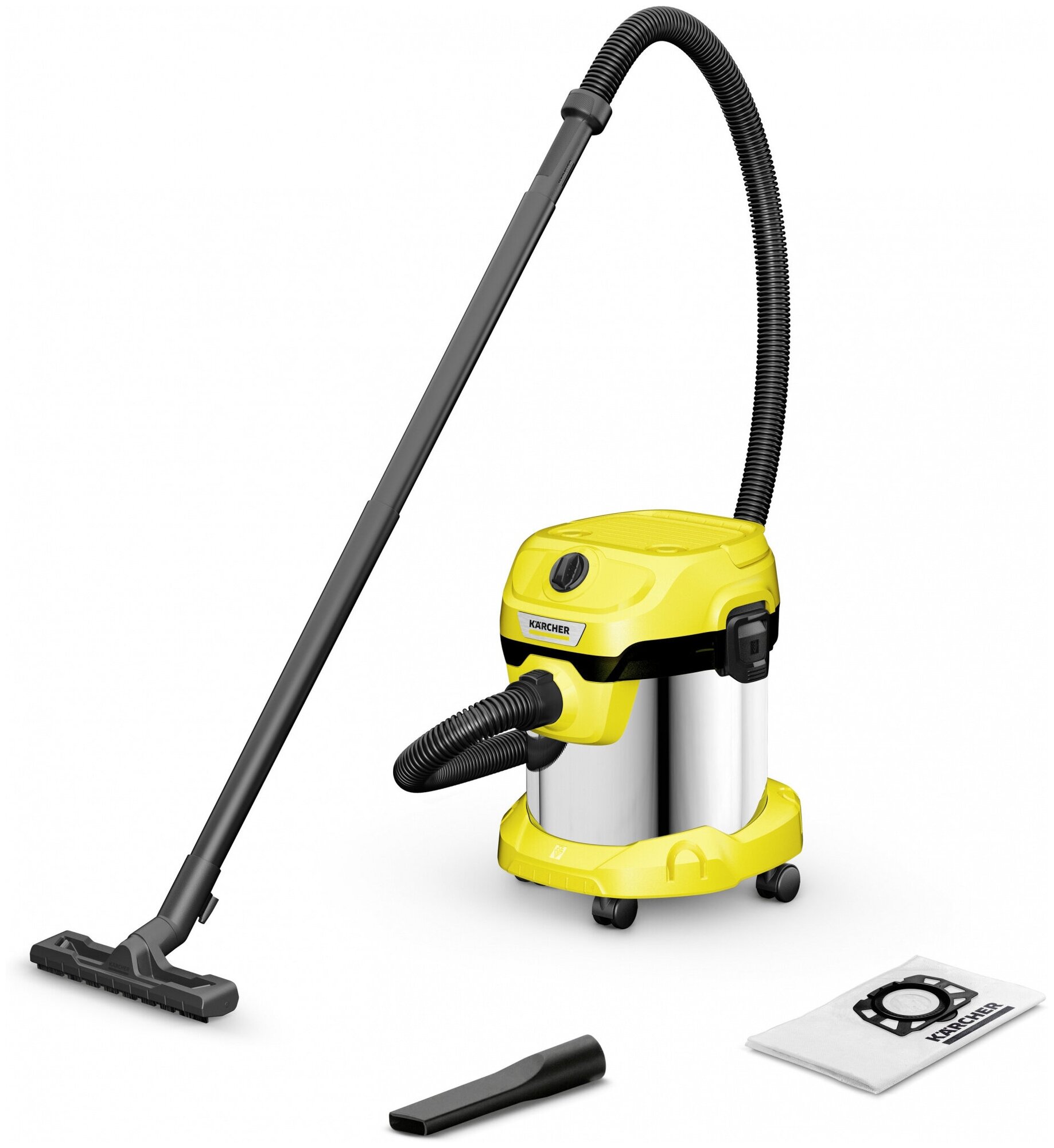 Строительный пылесос Karcher WD 2 Plus S V-15/4/18 1000Вт (уборка: сухая/сбор воды) желтый