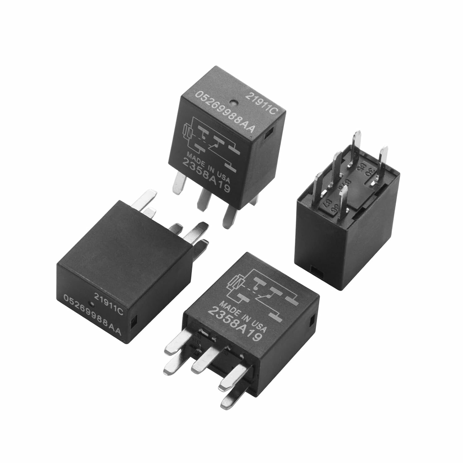 Автомобильное Реле: 5-контактное Универсальное Реле 12В Для Замены - Набор Из 4 Штук С AgSnO Контактами Для Надежности В Экстремальных Температурах Для Топливного Насоса И Дверных Замков