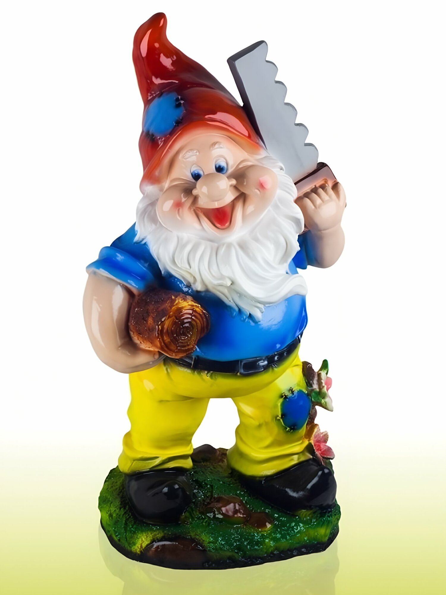 Садовая фигурка Гном с пилой из гипса, декор для сада, 31x31x48 см, арт. 227