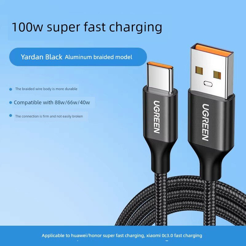 Кабель для передачи данных Greenlink Type-C, 5A6A, плетеный зарядный кабель tpyec, Android, подходит для мобильного