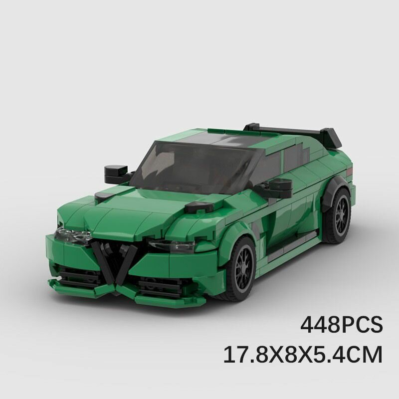 MOC building block 77086 Alfa Romeo 8 grid Giulia GTAm, пластиковая конструкция, из которой можно собрать модель, сборная модель детского игрушечного блока