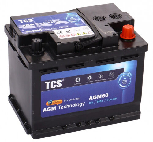 Аккумулятор Tcs AGM, 250x185x205, обратная полярность, 60 Ач, 6СТ60(0) AGM60