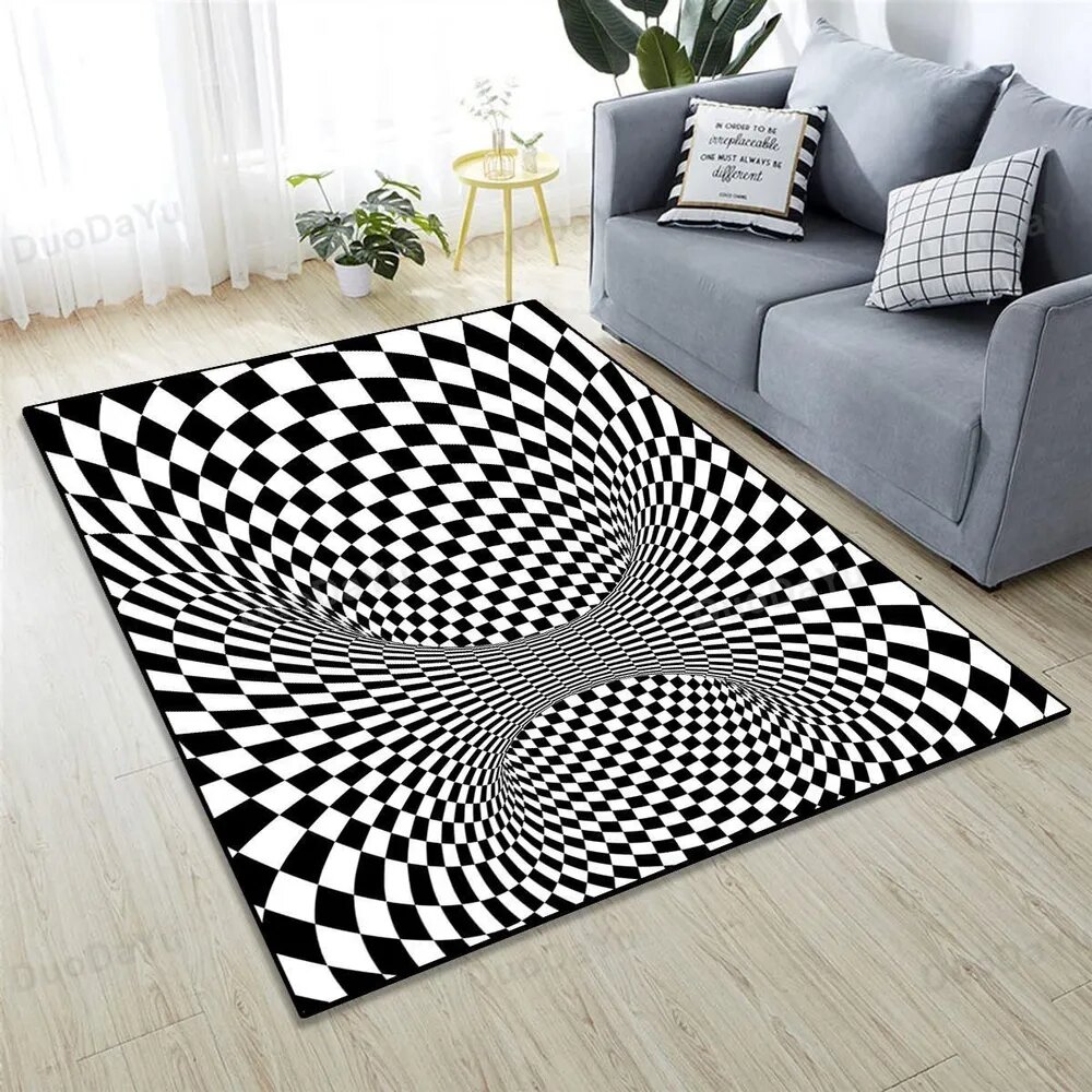 Коврик придверный 50x80 см, полиэстер, ПВХ основа, матово-черный, 3D эффект