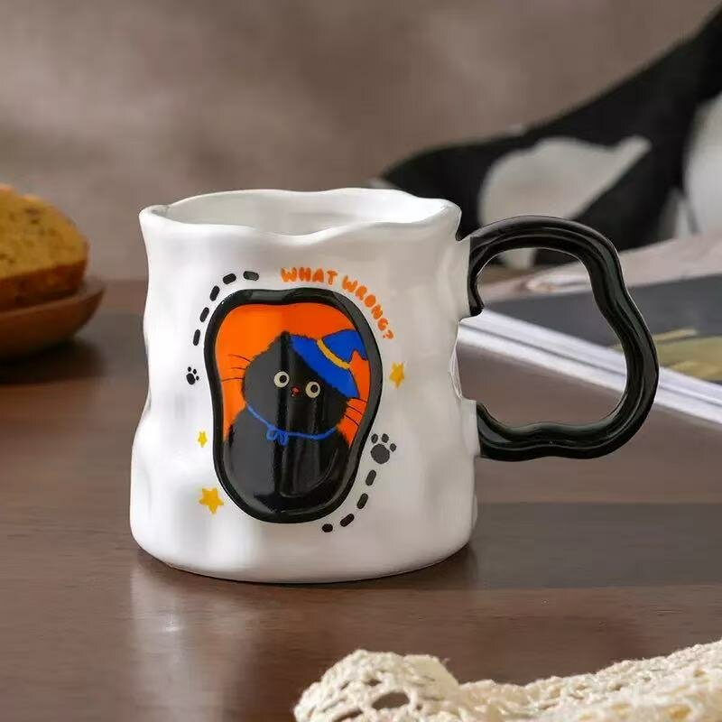 Чашка Magic cat, керамическая, оранжевая, ручная работа, 380 мл