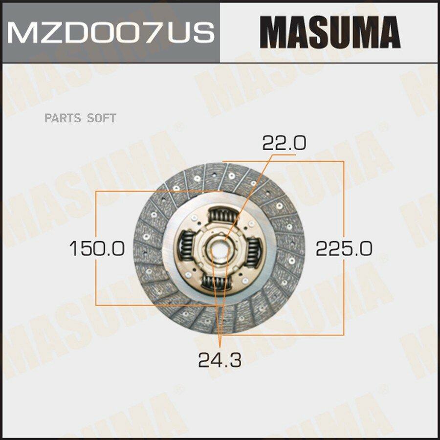 MASUMA MZD007US Диск сцепления MAZDA/MITSUBISHI 222x150x22x24.3