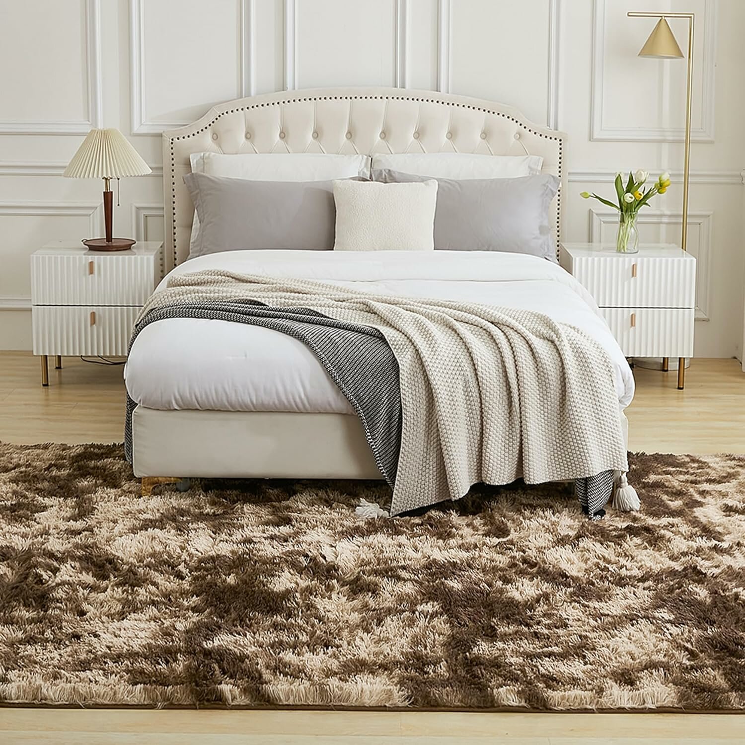 Ковер на пол с длинным ворсом 120x160 темно-коричневый ковер комнатный