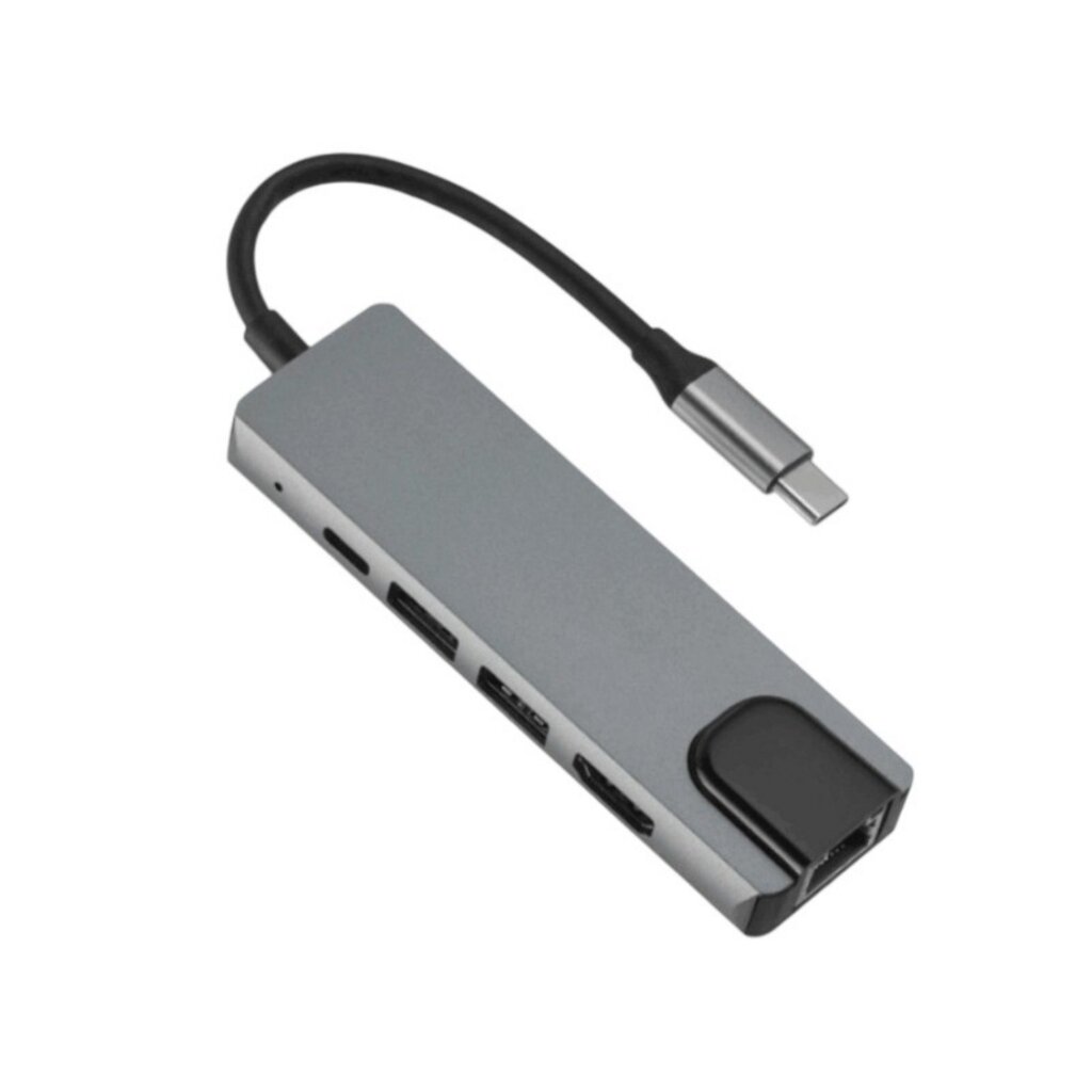 Алюминиевая док-станция Type-C с HDTV 4K, сетевым портом, USB2.0, USB3.0, PD100W, компактный дизайн для мобильного офиса