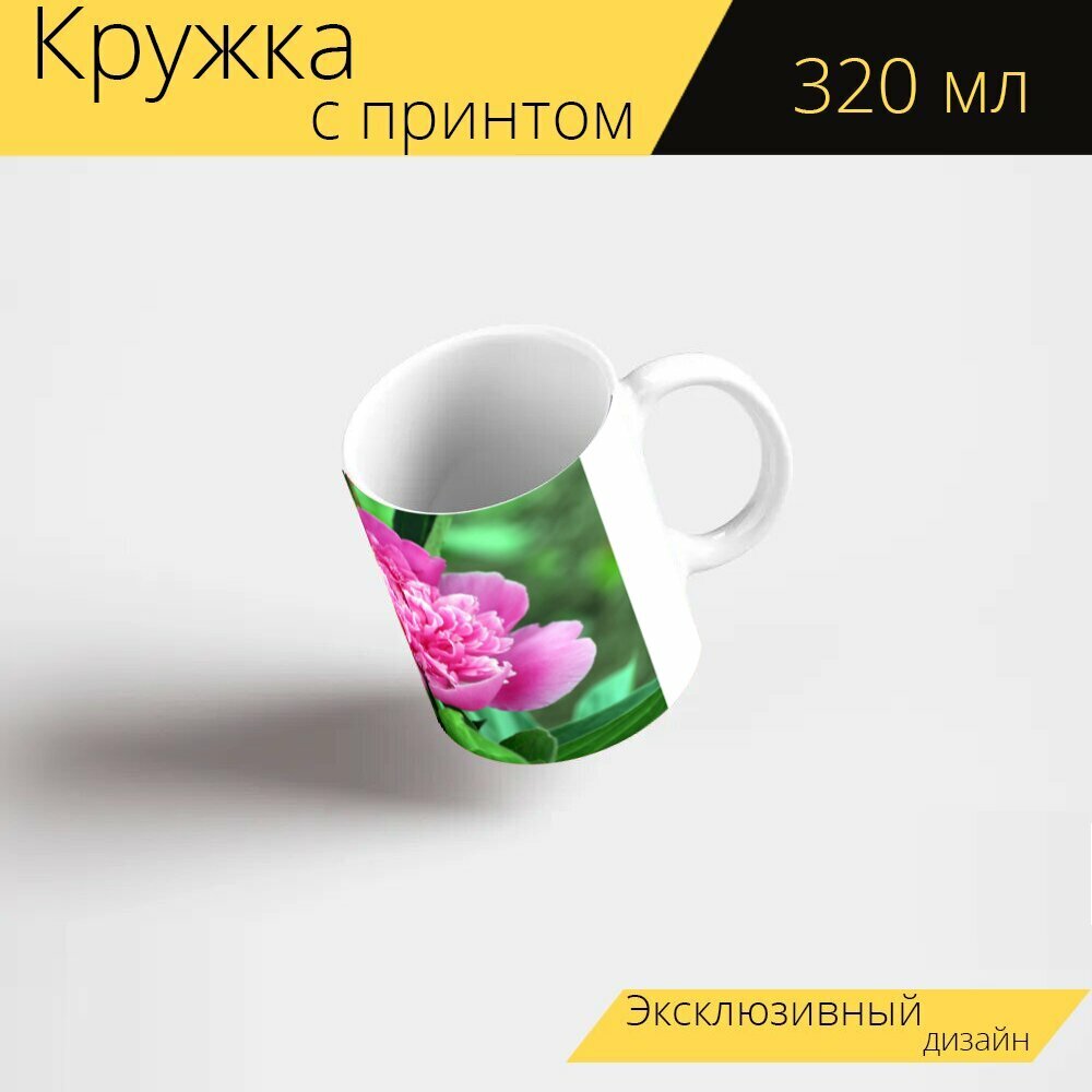 Кружка с рисунком, принтом "Пион, цветок, розовый" 320 мл.