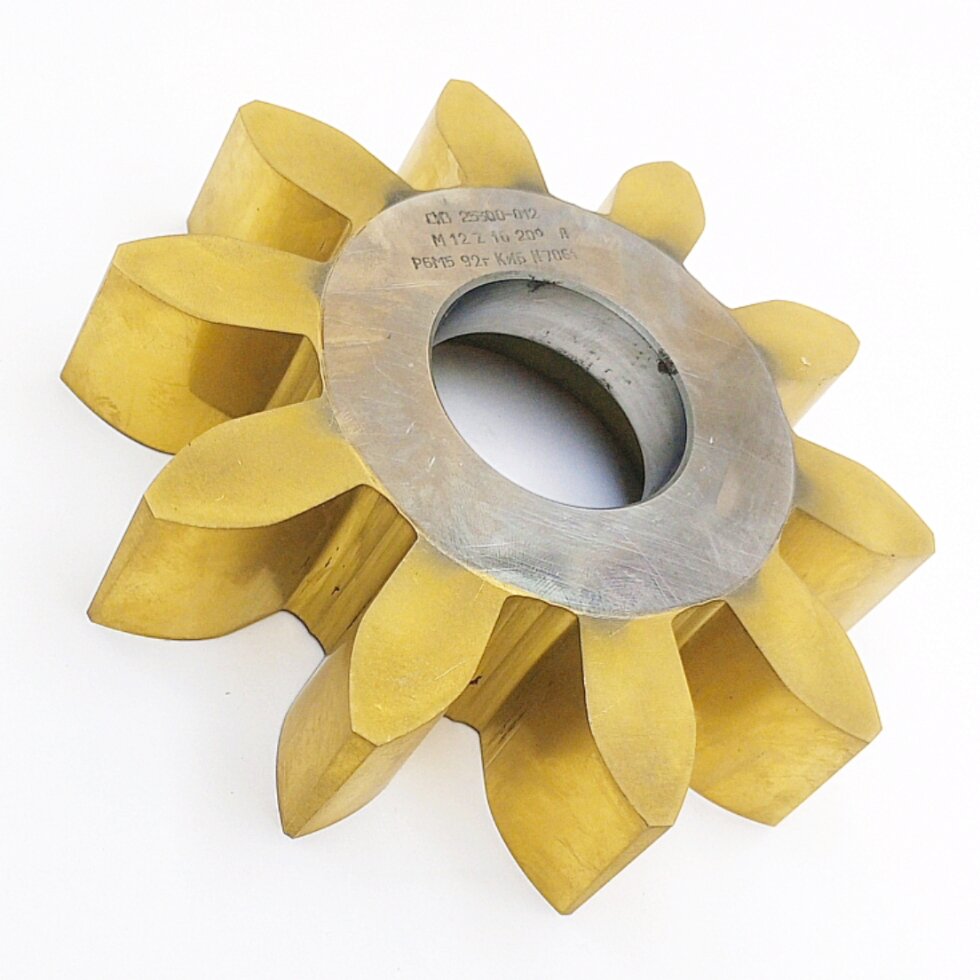 Долбяк дисковый прямозубый 25300-012 м12,0 20° Z=10 кл-В Р6М5 (номинальный делительный диаметр 100мм, посадка-44,45мм) ГОСТ 9323-79