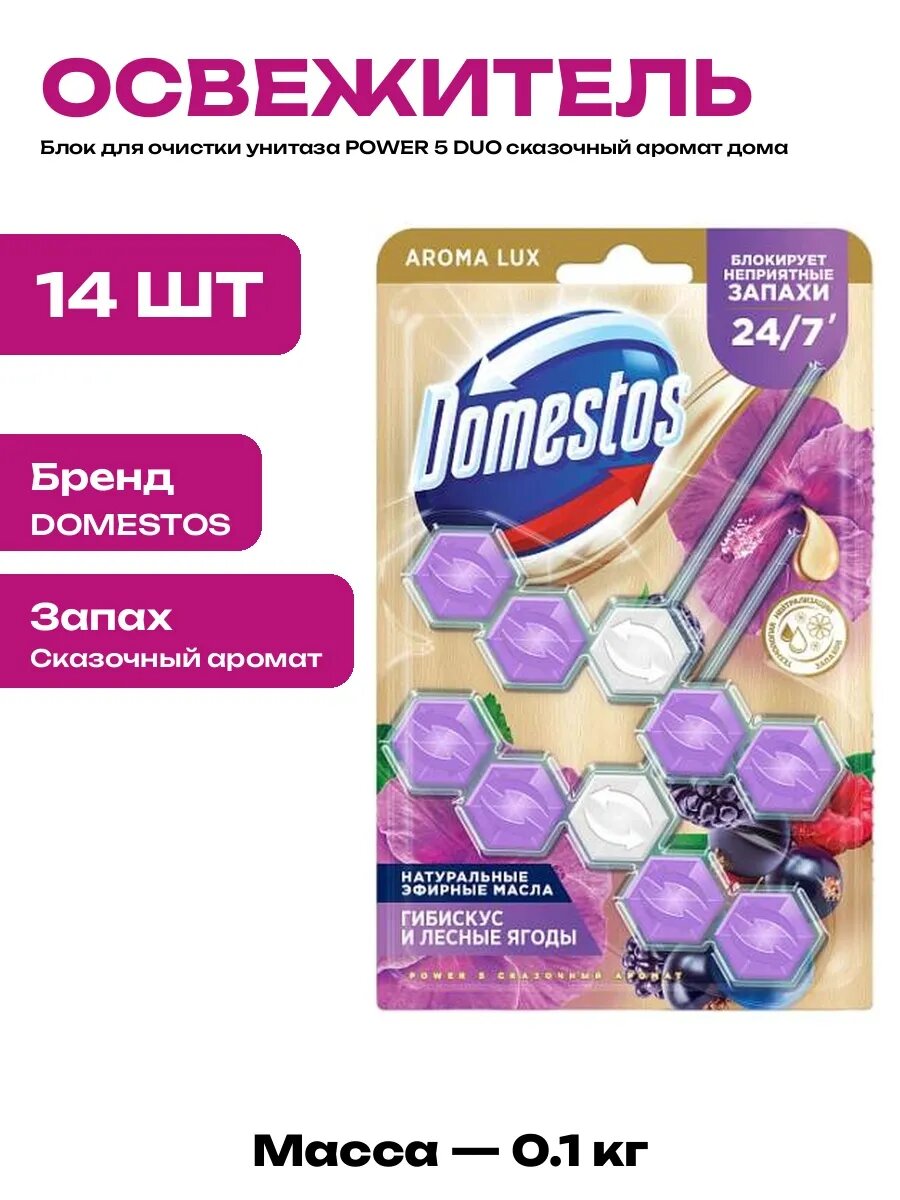 Освежающий блок для унитаза POWER 5 DUO контроль над запахом