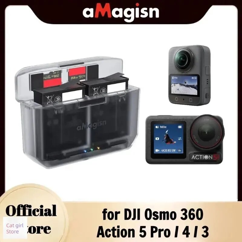 AMagisn для Action 5 Pro/4/3 / Osmo 360 Чехол с быстрой зарядкой Аксессуары