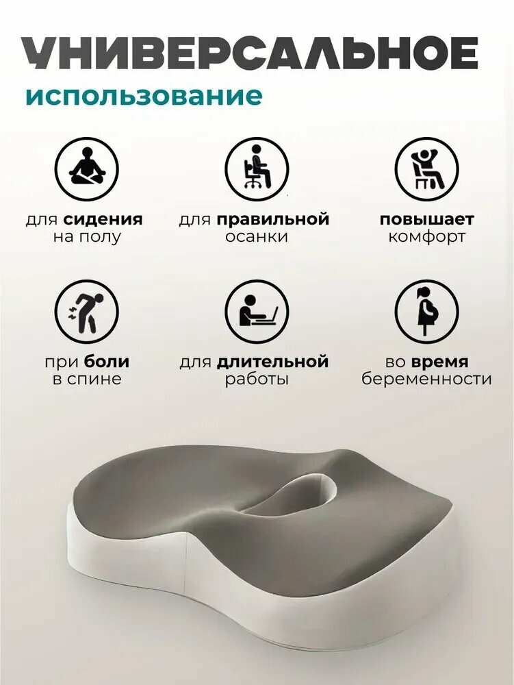 Подушка на стул под поясницу для сидячей работы Birdhouse, серая