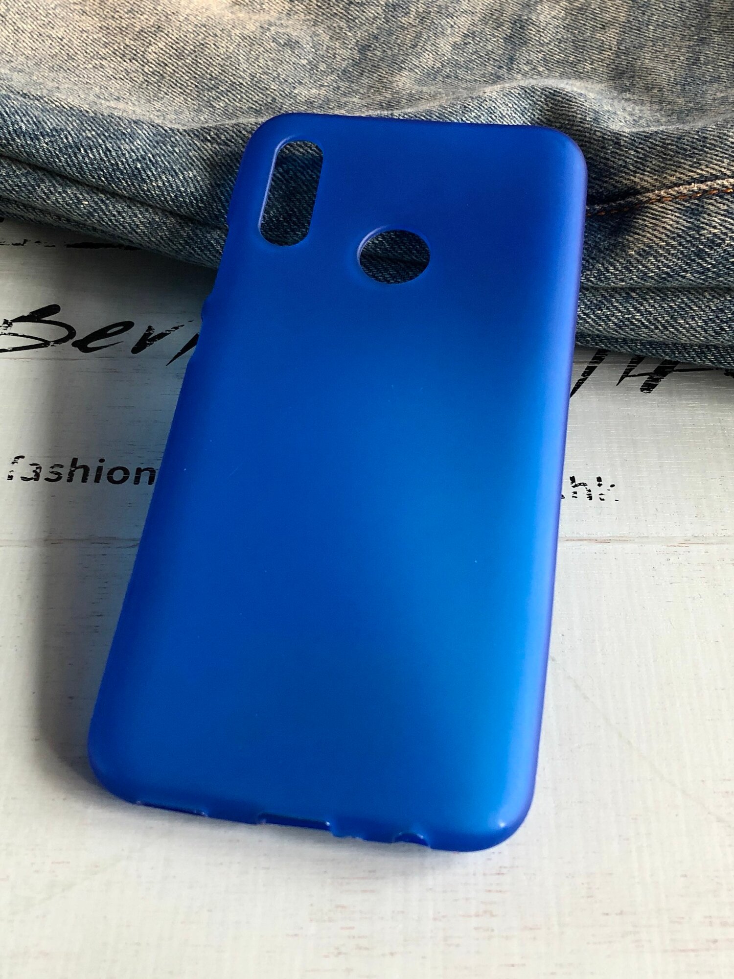 Чехол на Honor 10 lite HRY-LX1 / Чехол для Хонор 10 Лайт / Чехол для P Smart (2019) POT-LX1 плотный, матовый синий, приятный на ощупь, противоударный