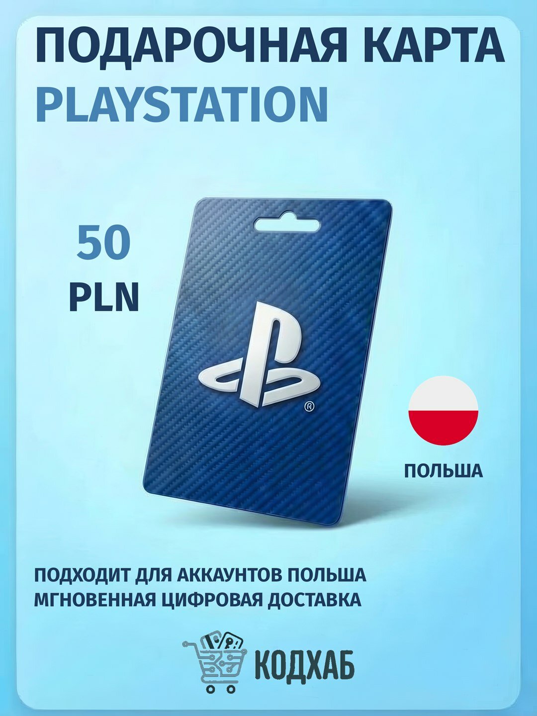 Подарочная карта PlayStation Польша 50 злотых (PLN) | пополнение PS Store, PS5, PS4, Sony | Цифровой код