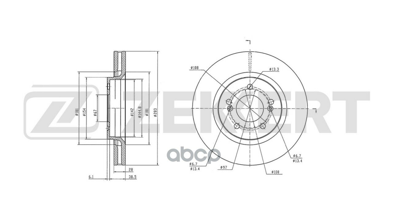 Диск тормозной передний Chery Arrizo 8 (M1E) 22- Zekkert арт. bs-7013