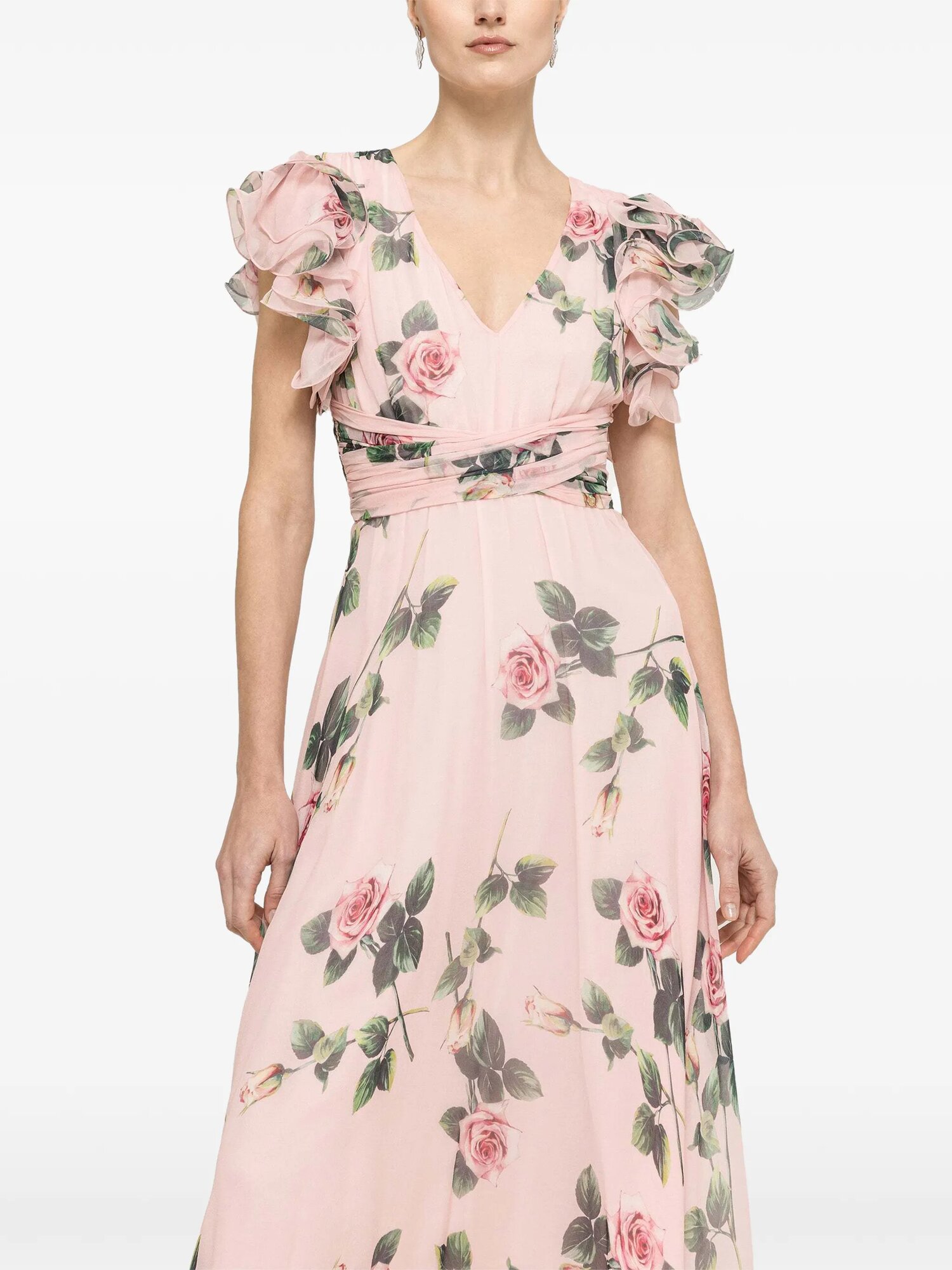 Платье Ruffled floral silk dress