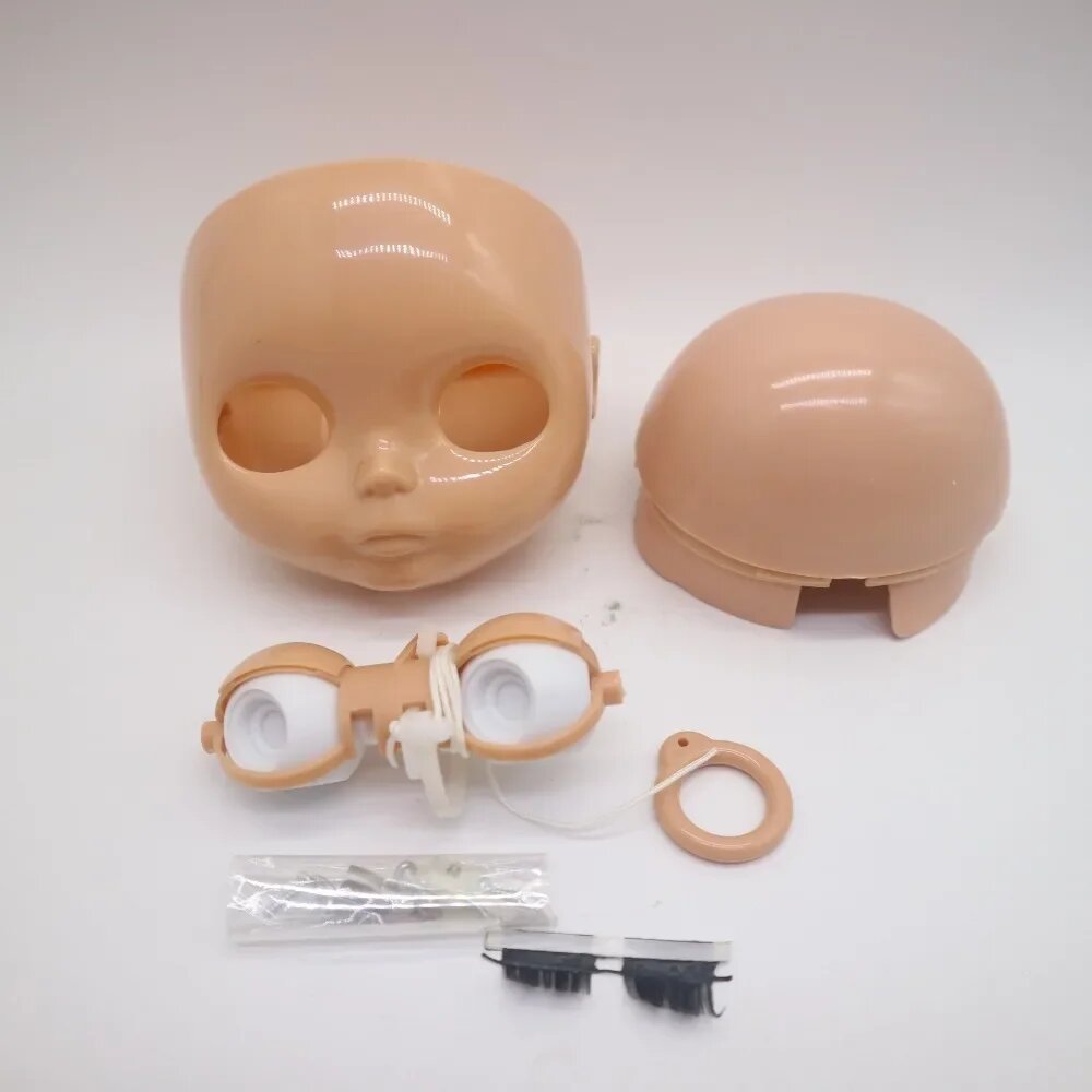 Кукла Blythe голова, цвет tan skin 2, очки, ресницы