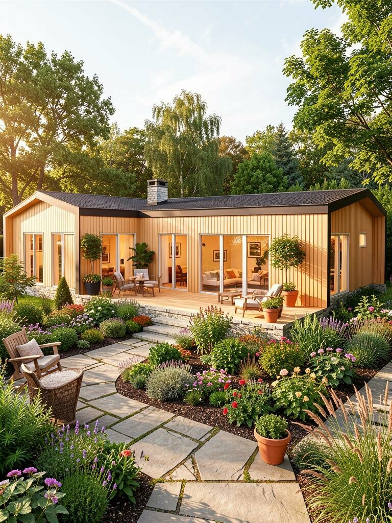 Проект одноэтажного каркасного дома с бассейном 11,25х13,54 м