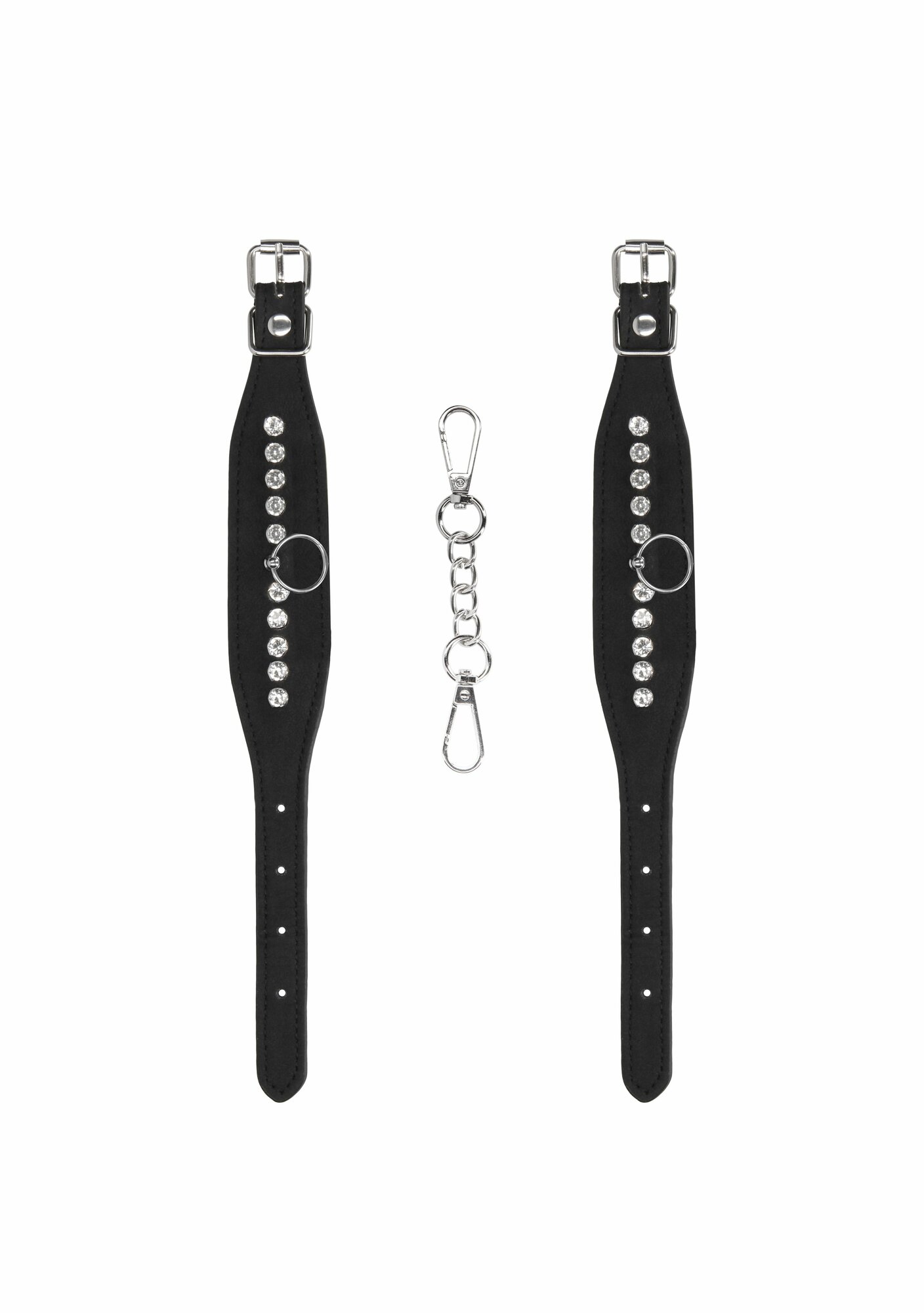 Наручники Shots Media "Diamond Studded Wrist Cuffs", БДСМ, черные, искусственная кожа