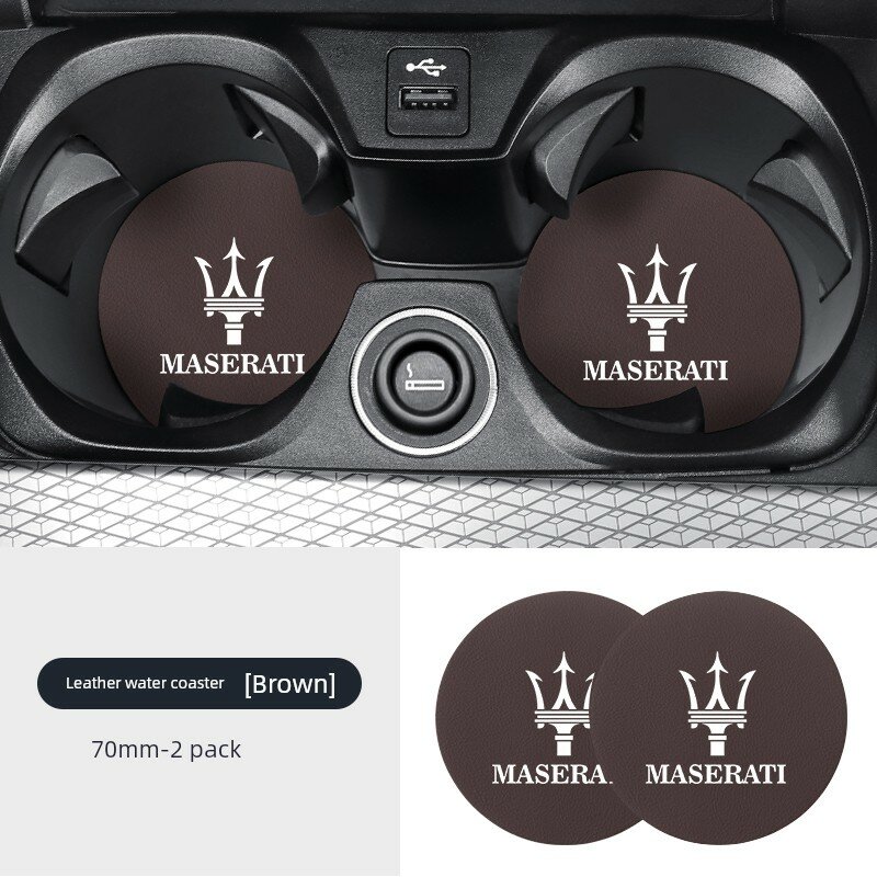 Наппа кожа чехол для стакана в машину для Maserati Ghibli, пара, Мокка Коричневый - премиум