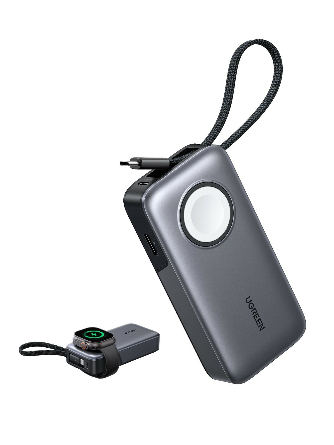 Внешний аккумулятор UGREEN PB527 (55434B) 10000mAh Power Bank 30W с магнитной зарядкой. Цвет: серый космос