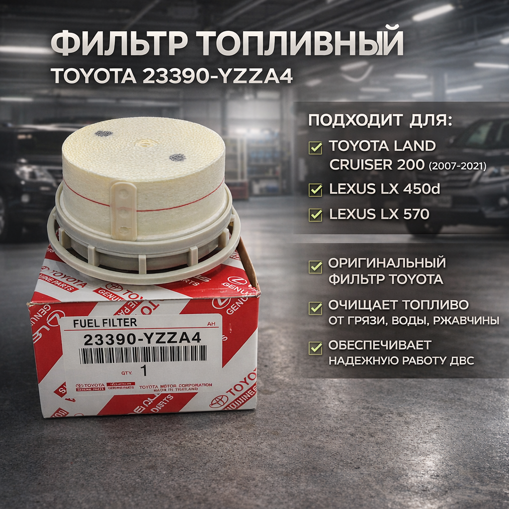 Фильтр топливный Toyota 23390-YZZA4 Подходит: Toyota Land Cruiser 200, Lexus LX 450d/570