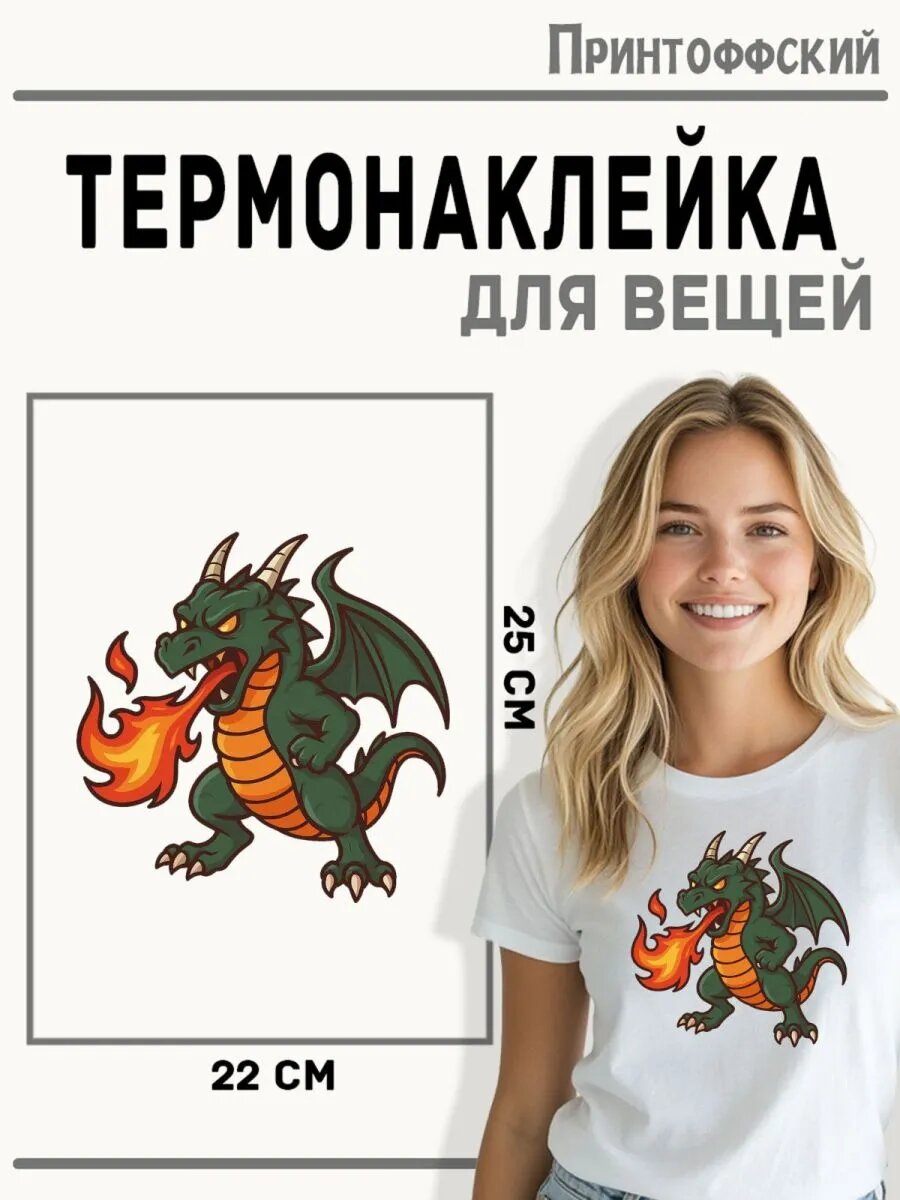 Термонаклейка для одежды и аксессуаров DTF-печать Дракон — фото 1