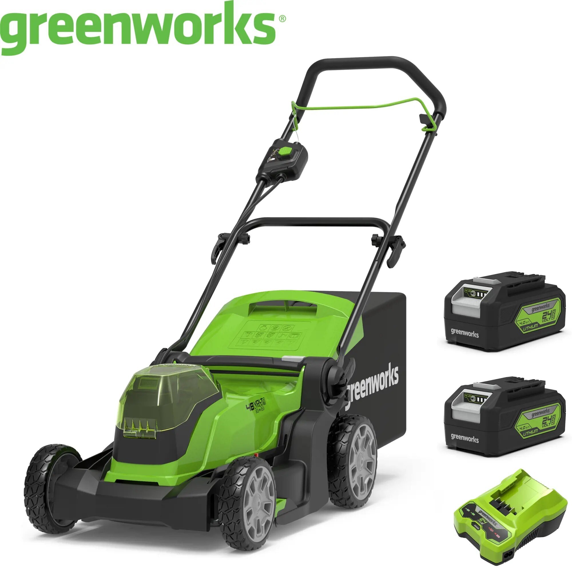 Газонокосилка аккумуляторная Greenworks 48 В 41 см АКБ (2шт) и ЗУ (двойной) в комплекте