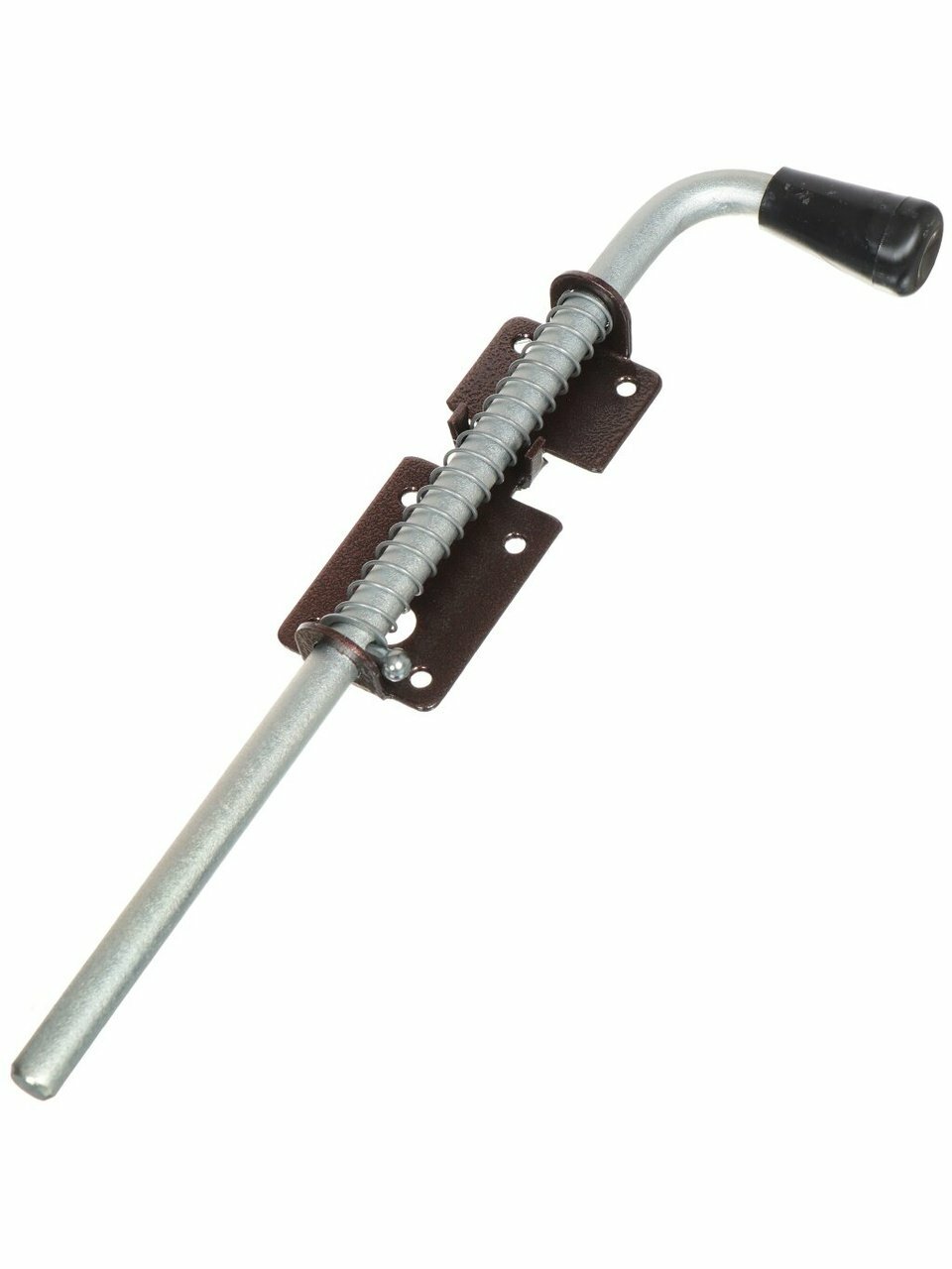 Засов с пружиной Домарт 400 мм, ригель круглый, цвет античная медь. Надежная дверная фурнитура для ворот и калиток