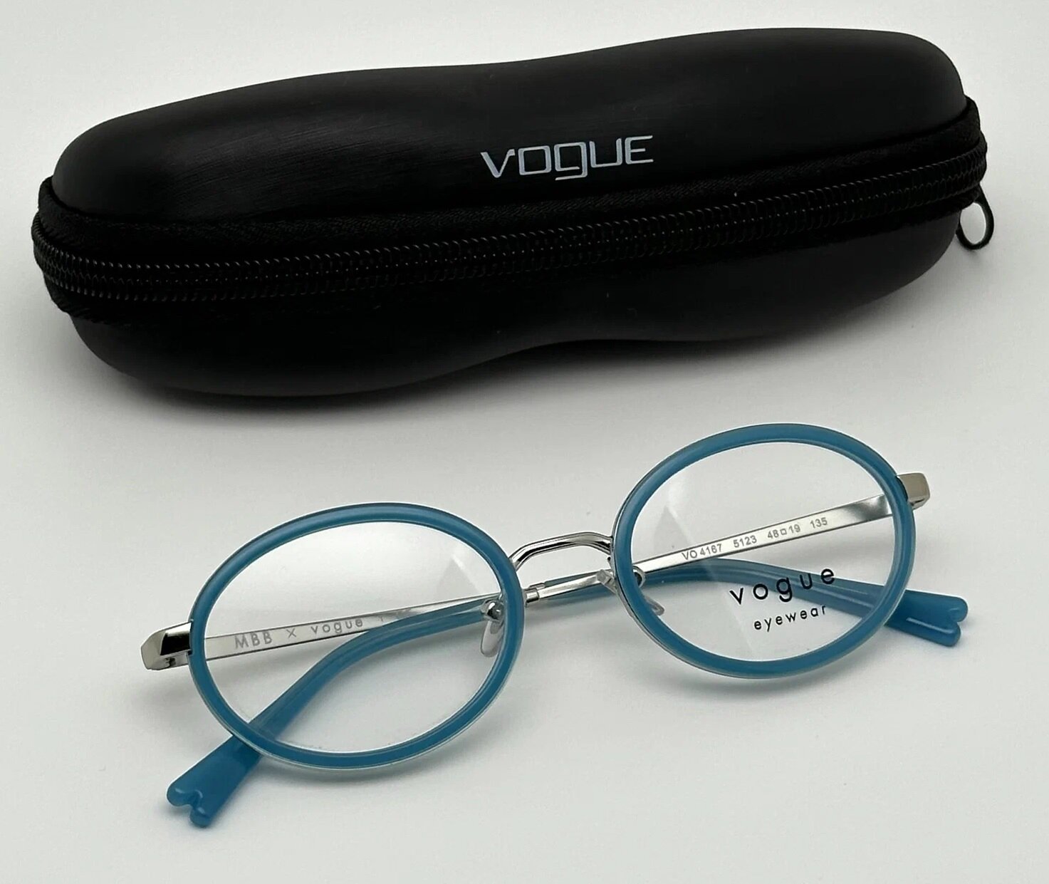 Оправа Vogue Eyewear VO 4167 5123, овальная, металл, голубая, с салфеткой и футляром