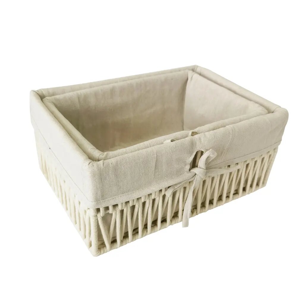 Корзина SPACEO Kub белая прямоугольная 34x24x15 см/30x20x13 см из полиэстера