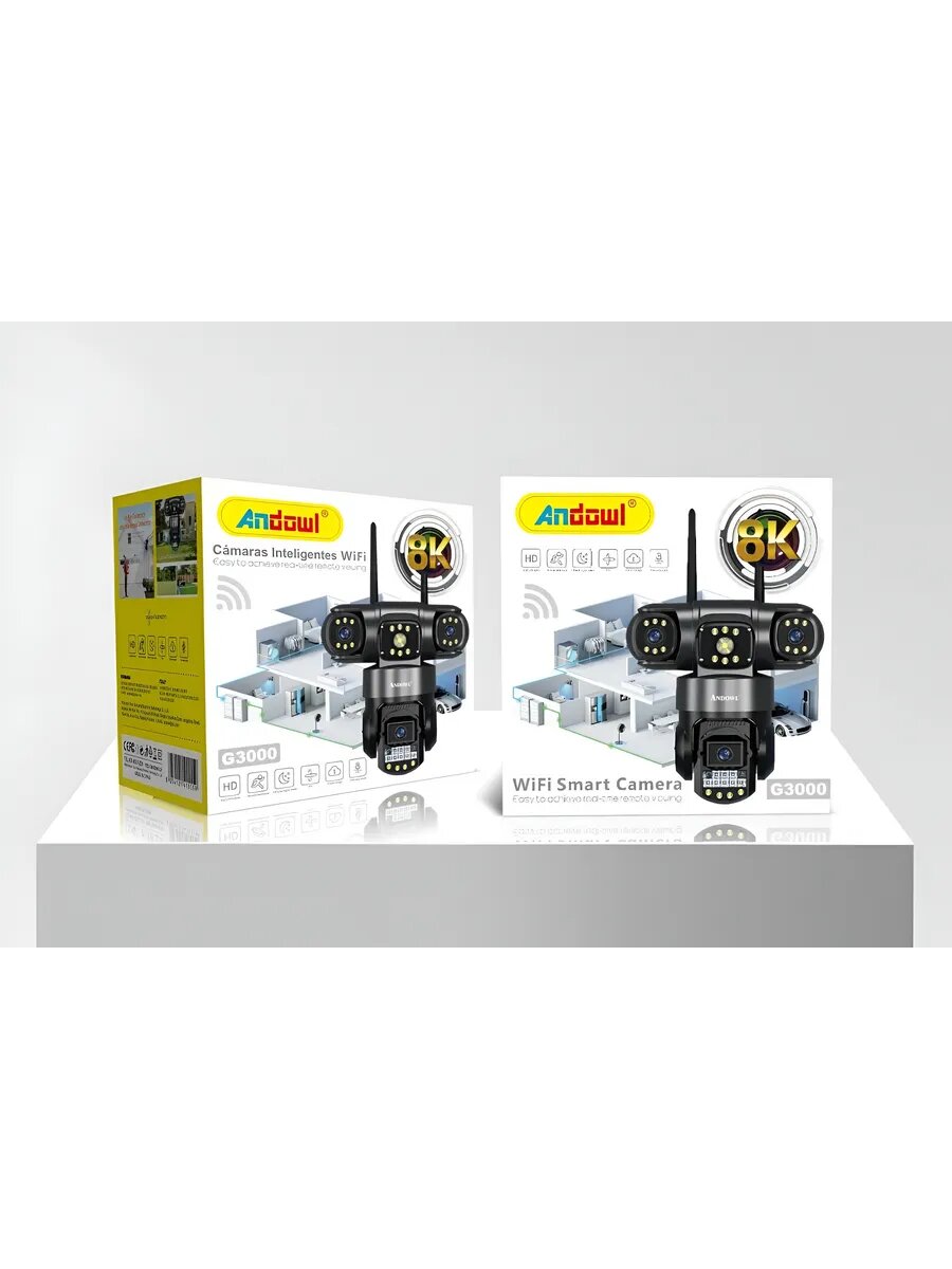 Камера видеонаблюдения Andowl G3000, IP, Triple Wi-Fi, 3х4MP, с PTZ, с аккумулятором, уличная