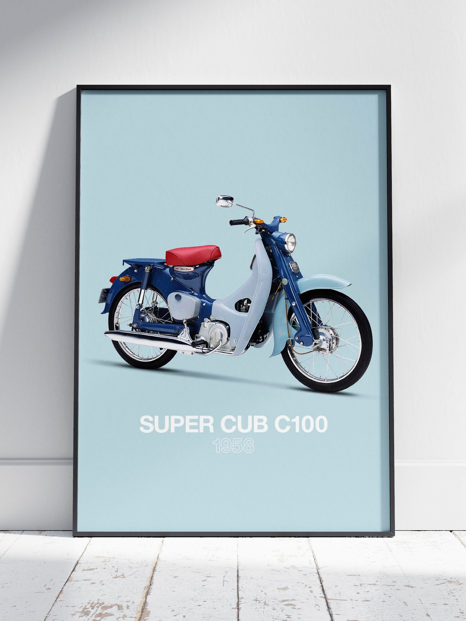 Плакат на стену для интерьера Мотоцикл (Honda Super Cub C125 1) - Постер по мото и байкам формата A4 (21x30 см)